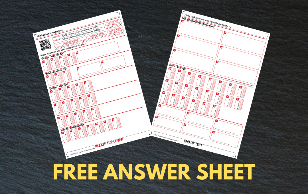 FREE SEAG Answer Sheets - Gorilla Test Papers